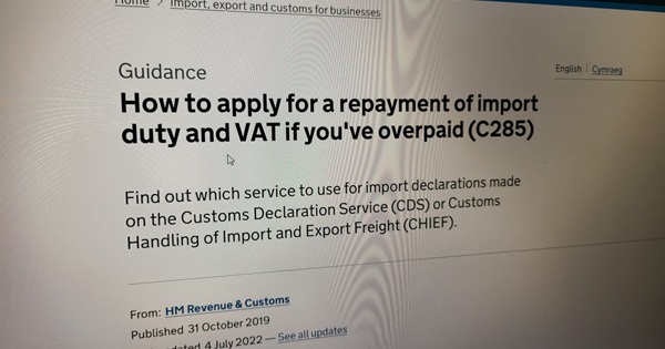 HMRC Repayment, Refund, Remission of Import Duty and