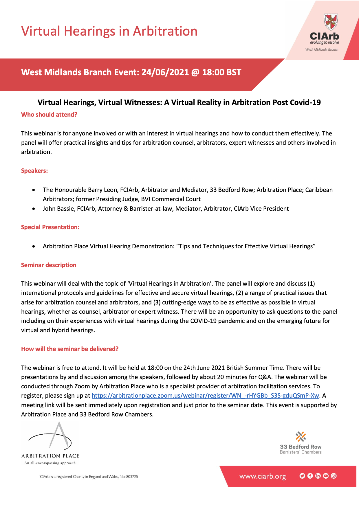 UPDATE on Webinar: Virtual Hearings, Virtual Witnesses: